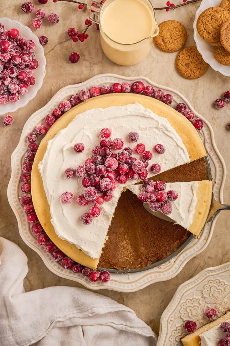 Eggnog Cheesecake with Gingersnap Crust - A Classic Twist