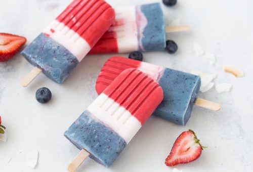 Red, White and Blue Popsicles - Coconut Berry Ice Pops