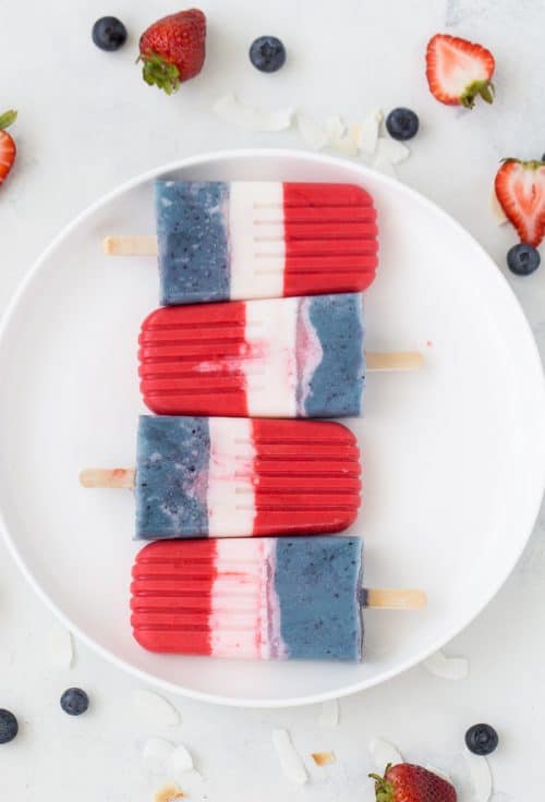 Red, White and Blue Popsicles - Coconut Berry Ice Pops