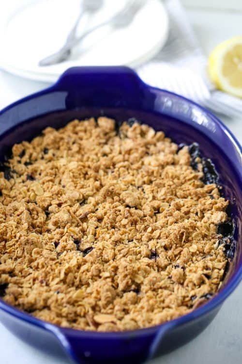 Blueberry Crumble with a Browned Butter Oat Topping - A Classic Twist