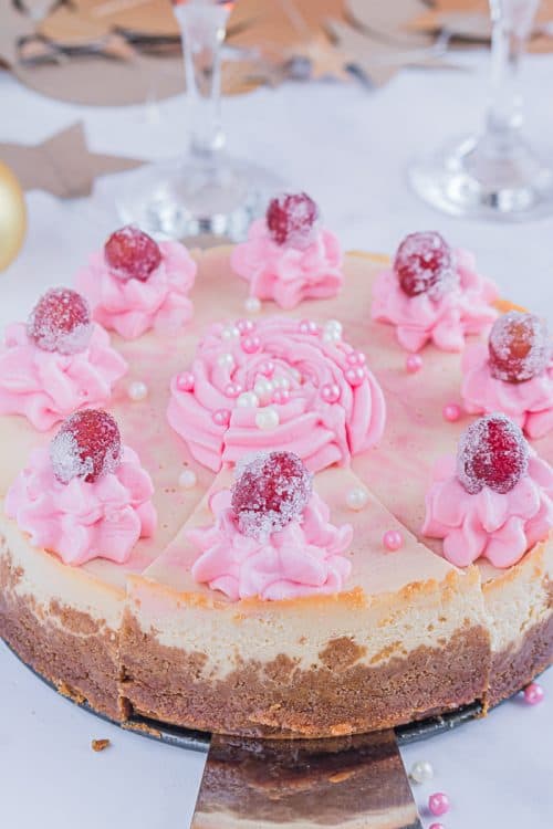 BEST Pink Champagne Cheesecake Recipe - Perfect for New Years Eve!