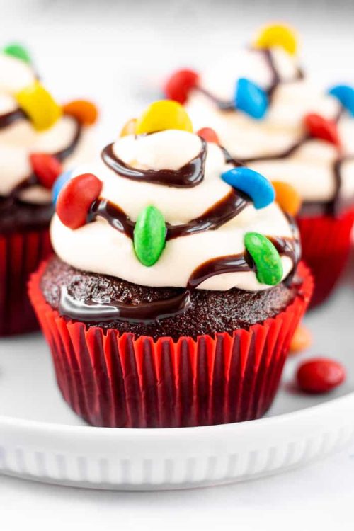 Christmas Lights Chocolate Cupcakes - A Classic Twist
