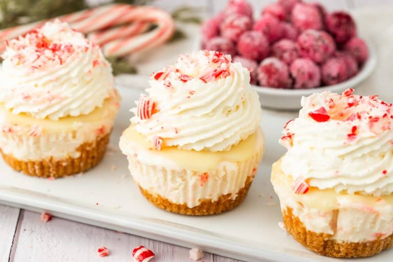 Mini White Chocolate Peppermint Cheesecakes - A Classic Twist